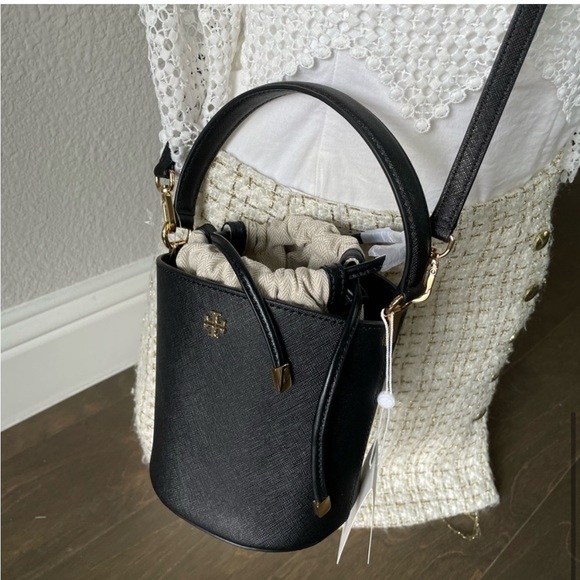 Tory Burch | Bags | Tory Burch Emerson Saffiano Leather Bucket Crossbody Bag | Poshmark